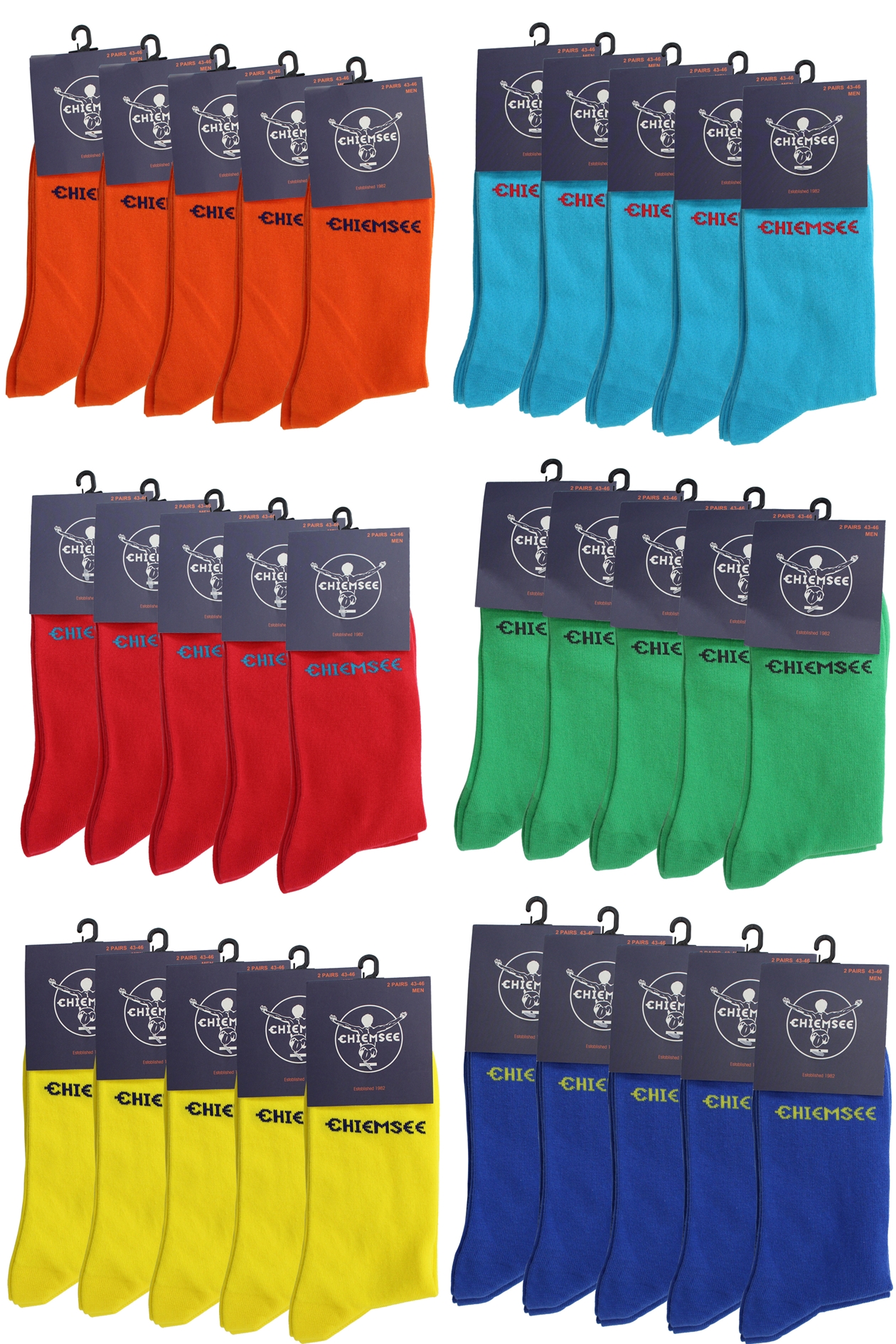 Chiemsee men's socks men's socks stockings 6 colors color mix size 39 ...